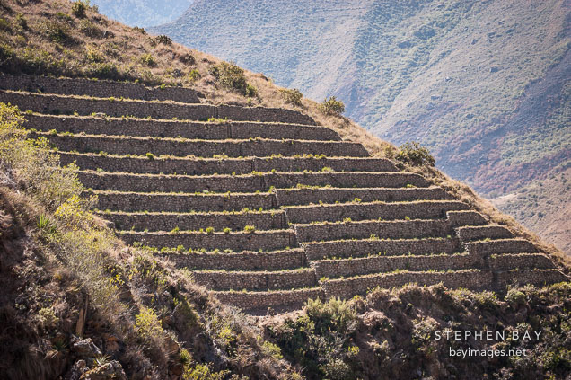 Photo: Terraces near Machu and Wayna Q'ente. Inca trail, Peru.