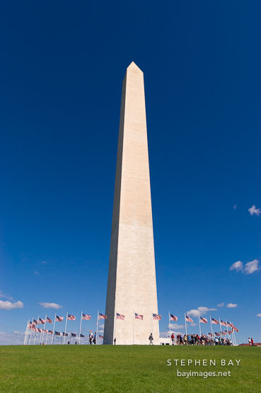 Photo: Washington Monument surrounded by American flags. Washington, D ...