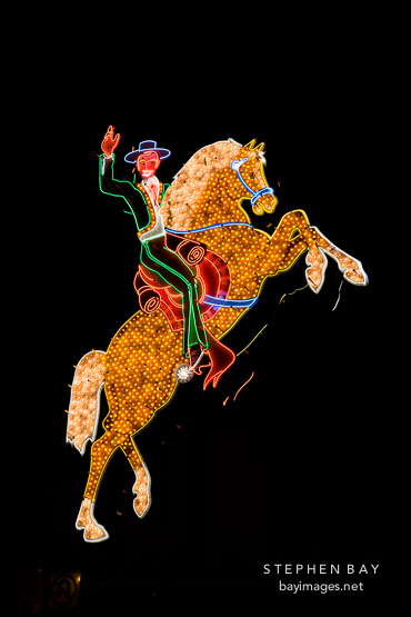 Photo: Neon bucking bronco at Fremont Street Experience. Las Vegas, Nevada.